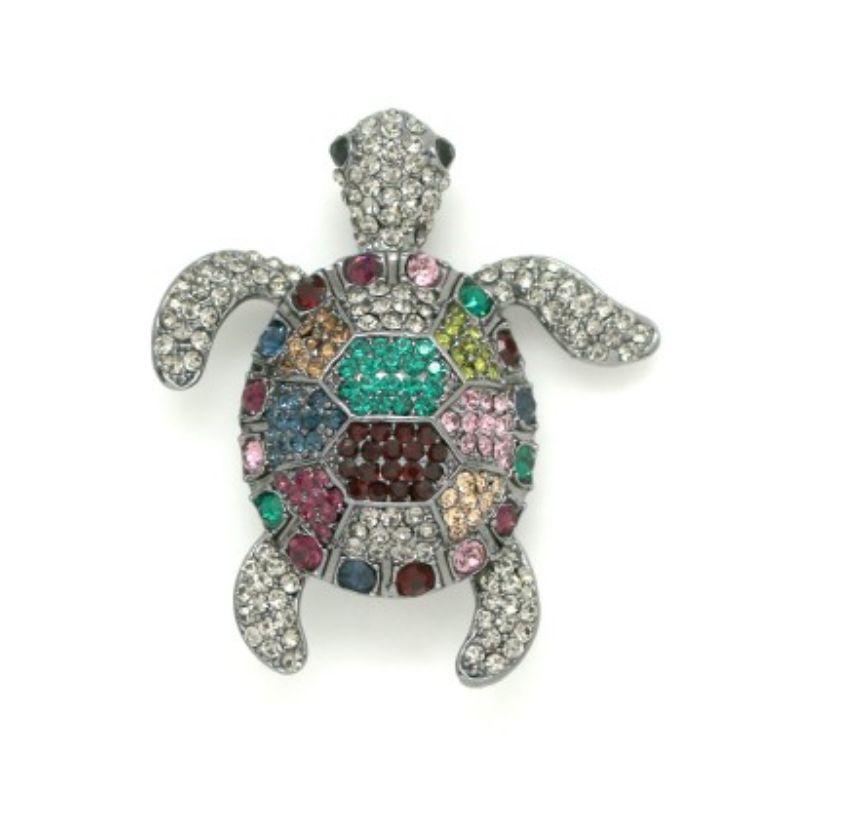 Broche tortue gris-multi